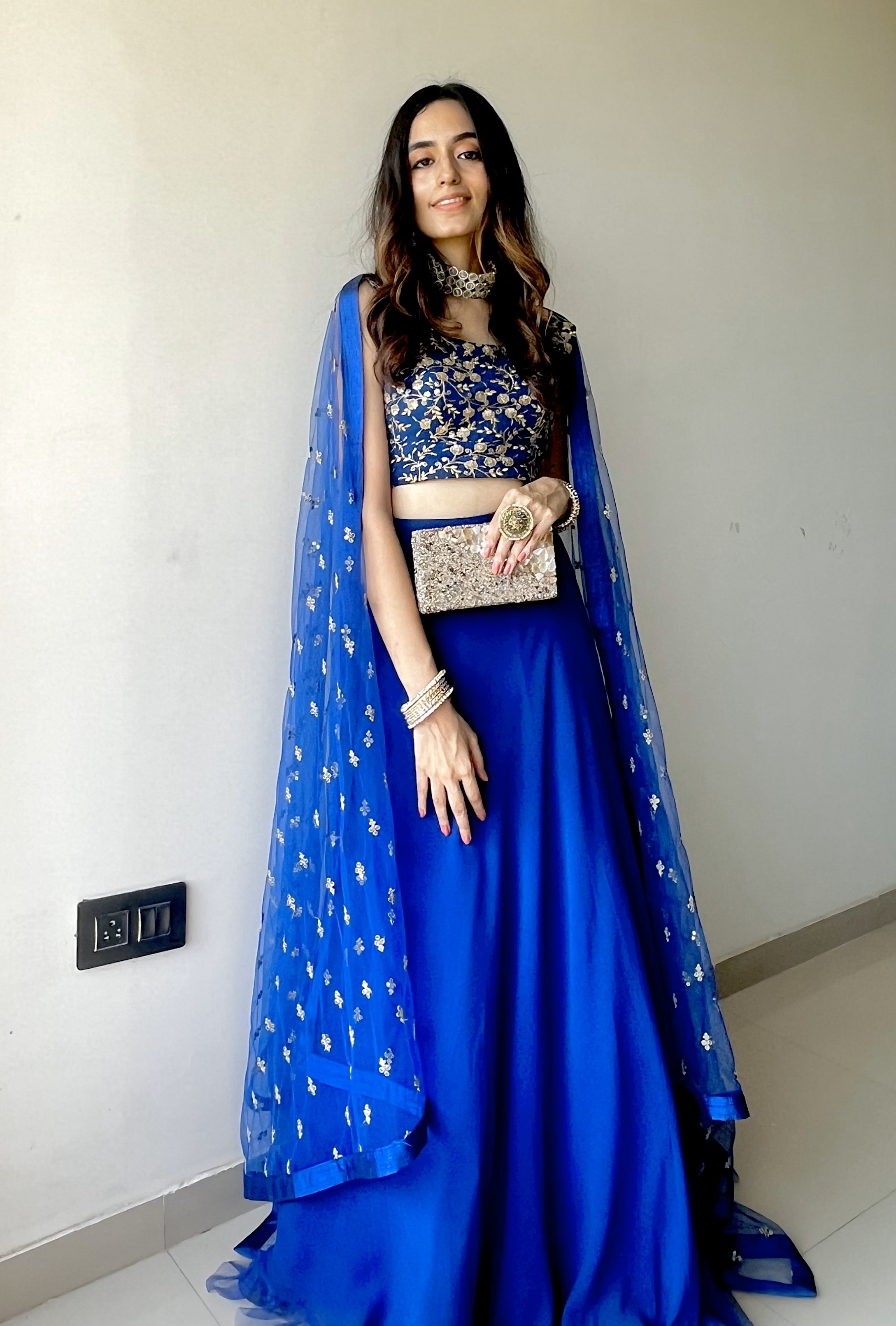 Aparna S Dark Blue Embellished Lehenga | DateTheRamp